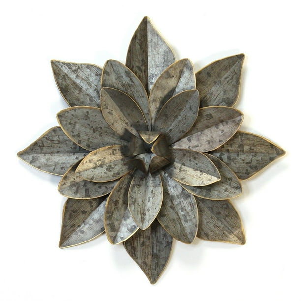 Stratton Home Decor Layered Galvanized Metal Flower - Walmart.com