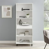 Pemberly Row 72" Wood Single Drawer Angled Front Bookshelf - Solid ...
