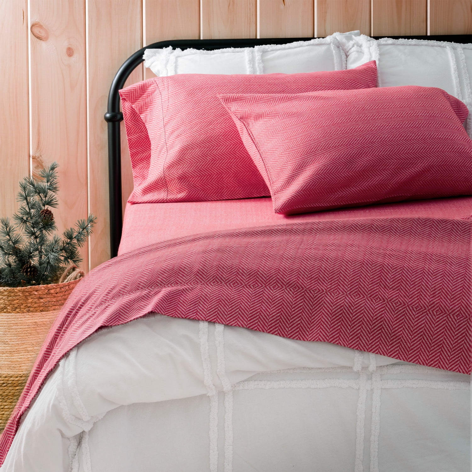 Martha Stewart Holiday Herringbone Cotton Flannel Yarn Dye Sheet Set ...