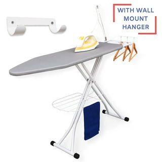 Polder 48 Inch Non Skid Steel Framed Ironing Board with Shelf and Iron ...