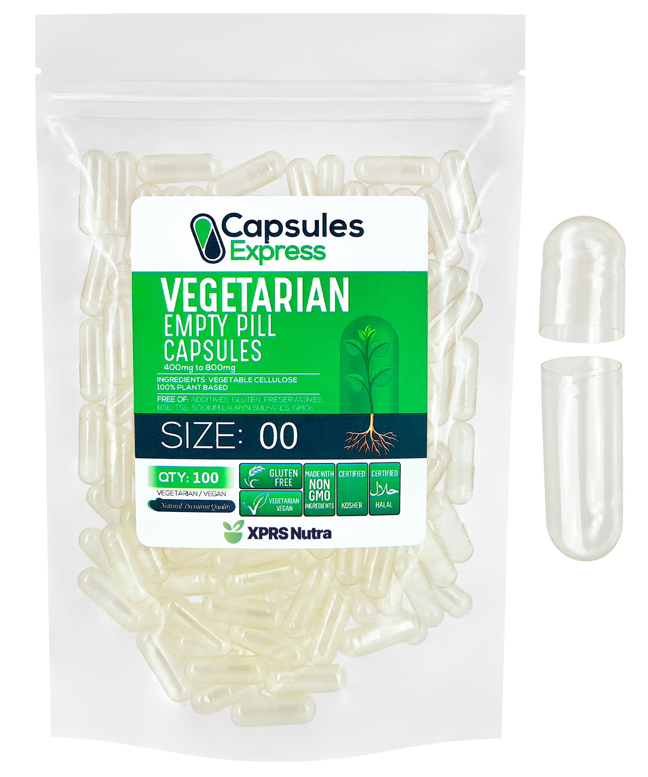 XPRS Nutra Size 00 Clear Empty Vegan Capsules - Capsules Express ...