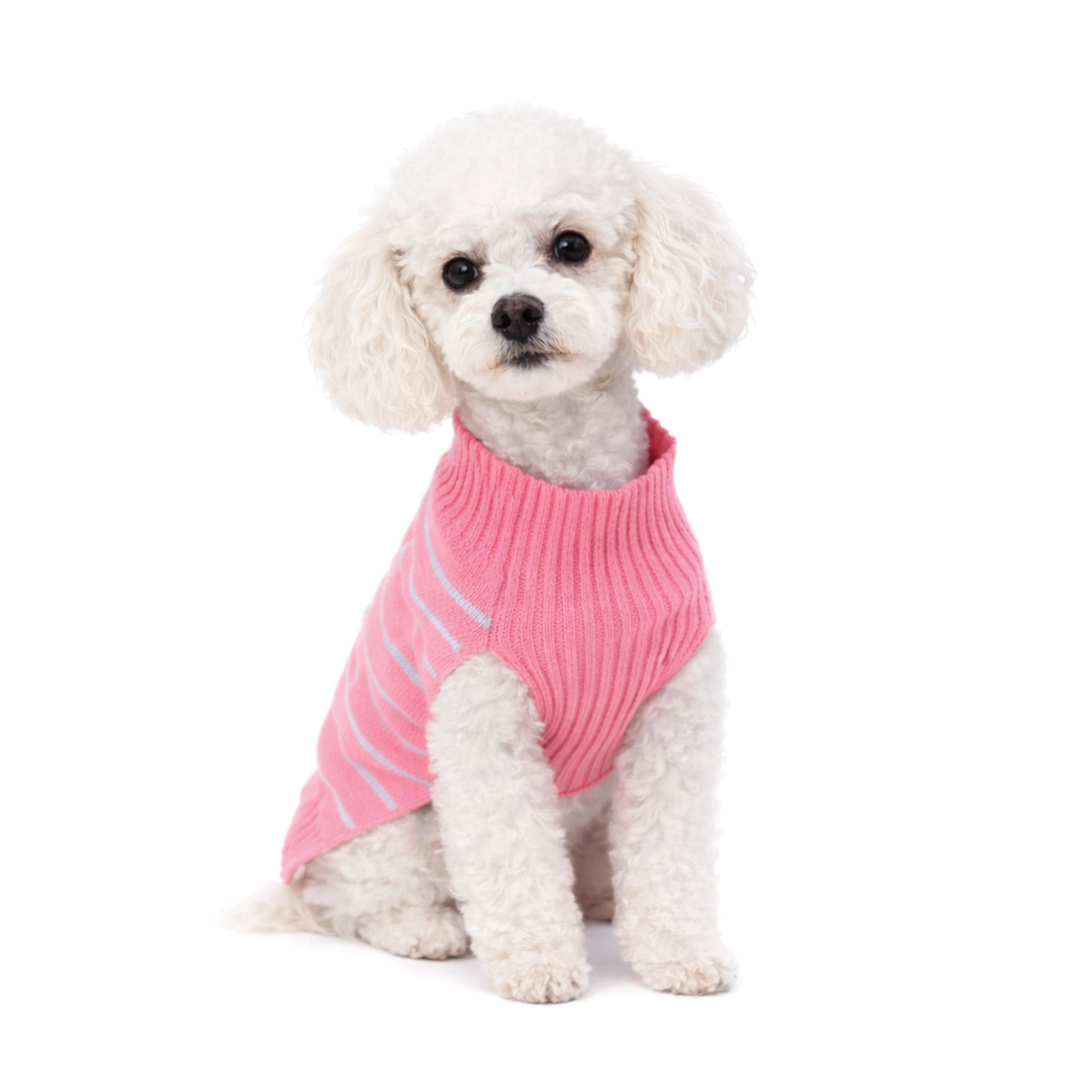 Click here for One Paw  Pink Ribbed Turtleneck Dog Sweater  Warm... prices