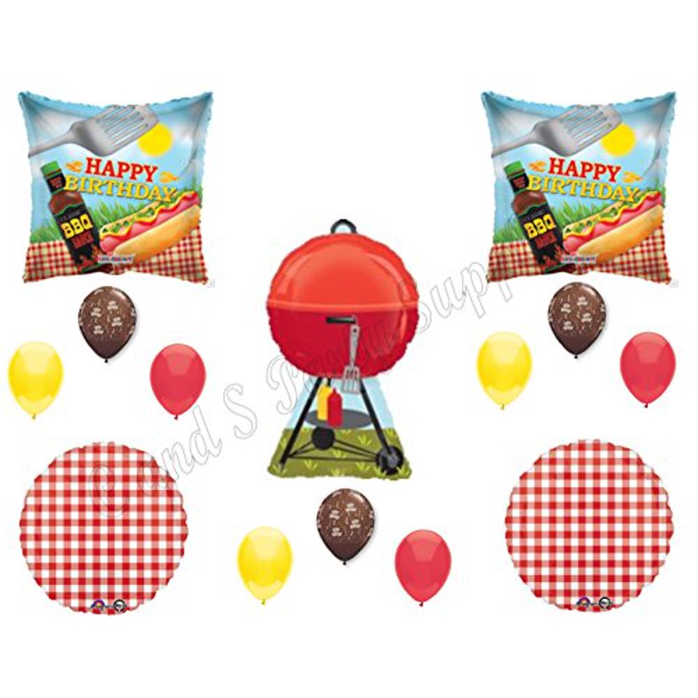 BBQ GRILL COOKOUT 14 pc Happy Birthday Party Balloons Decoration ...