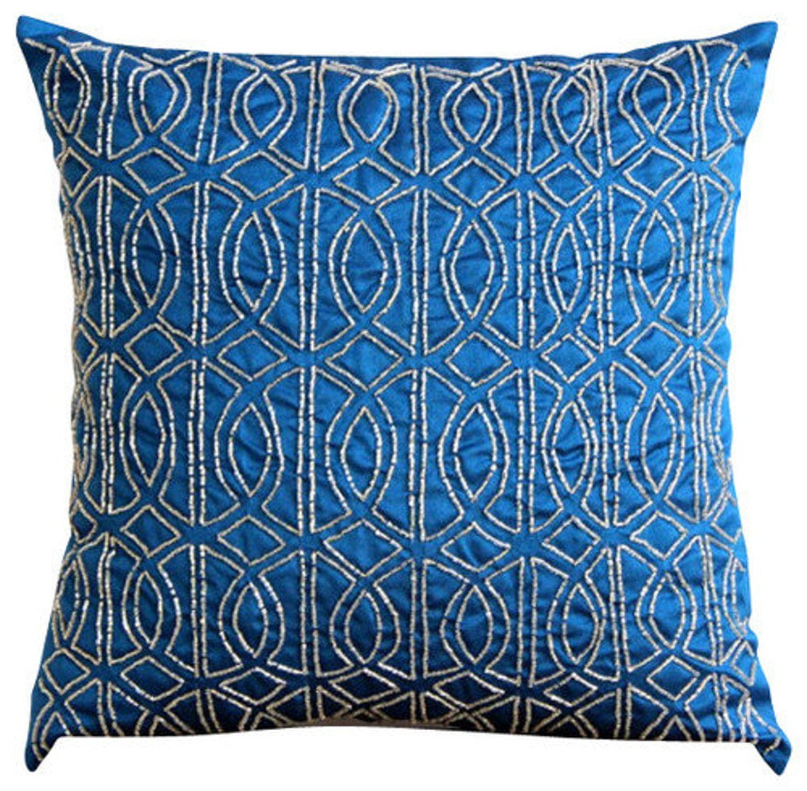 Pillow Cover, Royal Blue Accent Pillow, Lattice Trellis Pattern ...