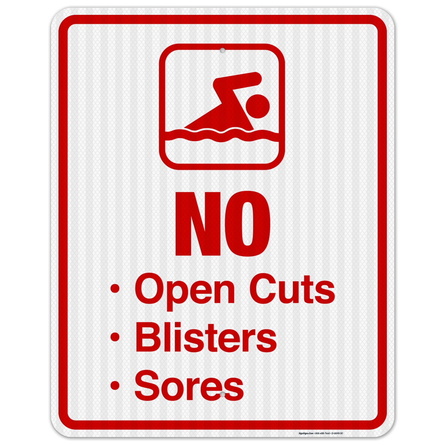 No Open Cuts Blisters Sores Sign, Pool Sign, - Walmart.com
