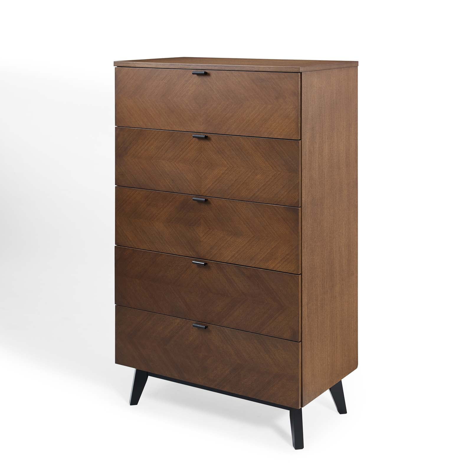 Dresser Drawer Chest Stand, Wood, Brown Walnut, Modern Contemporary ...