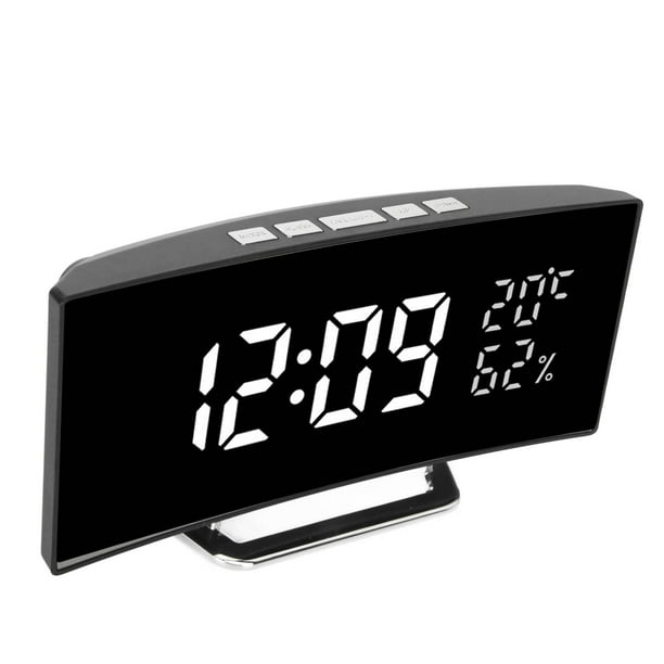 LED Digital Alarm Clock, Curved Digital Clock 3 Level Brightness Large ...