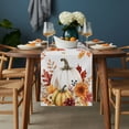 Autumn Pumpkin Table Runner, Orange White Fruits Fall Maple Leaf ...