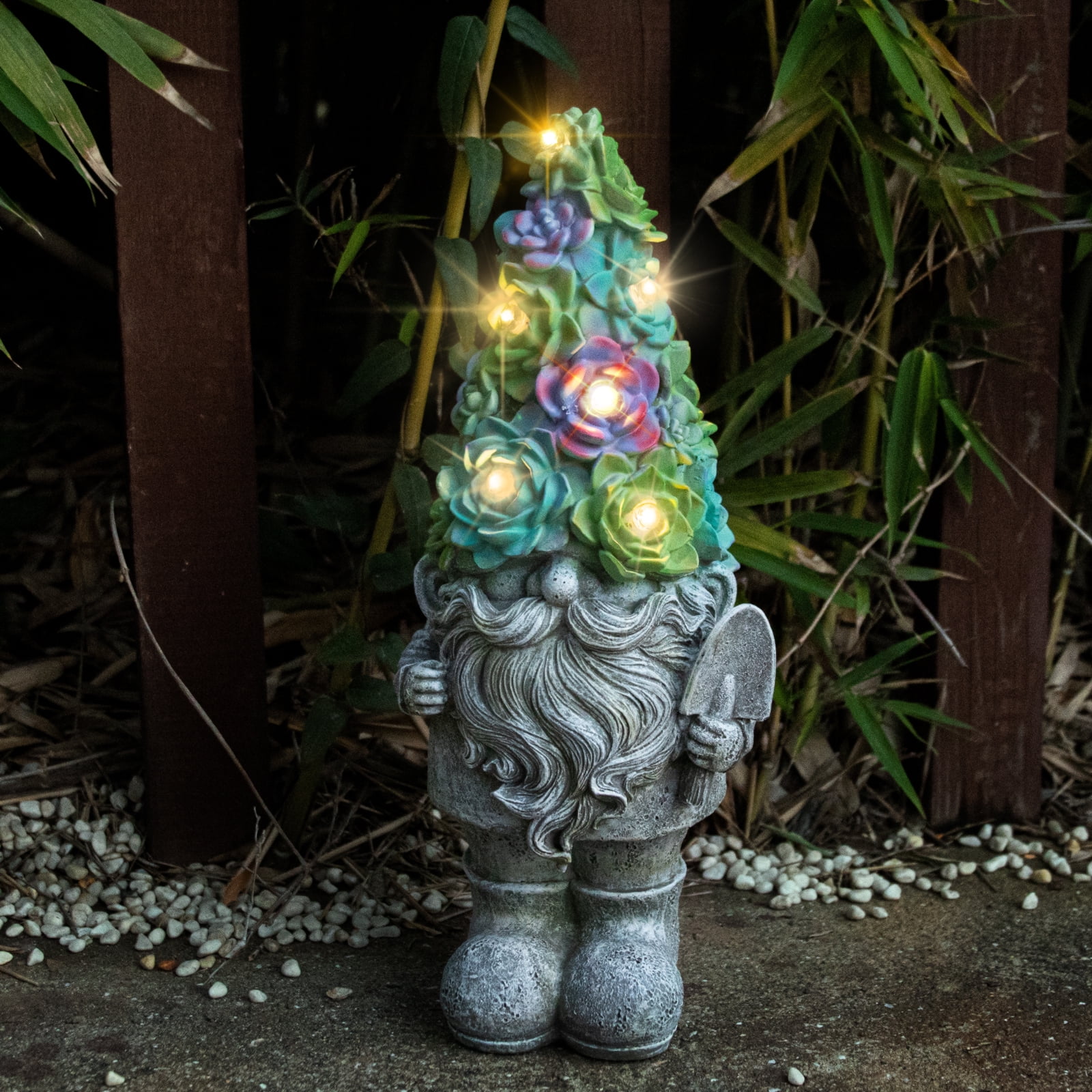 Wonder Garden Gnome Garden Statues with Solar Lights, Gnome Holding ...