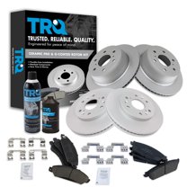 TRQ Ceramic Brake Pad & Coated Rotor Front & Rear Kit w/Fluids for ...
