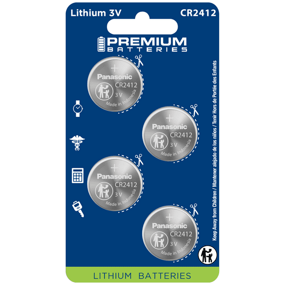 Panasonic CR2412 Lithium Battery 3V, High Energy, Long Shelf Life, 2 ...
