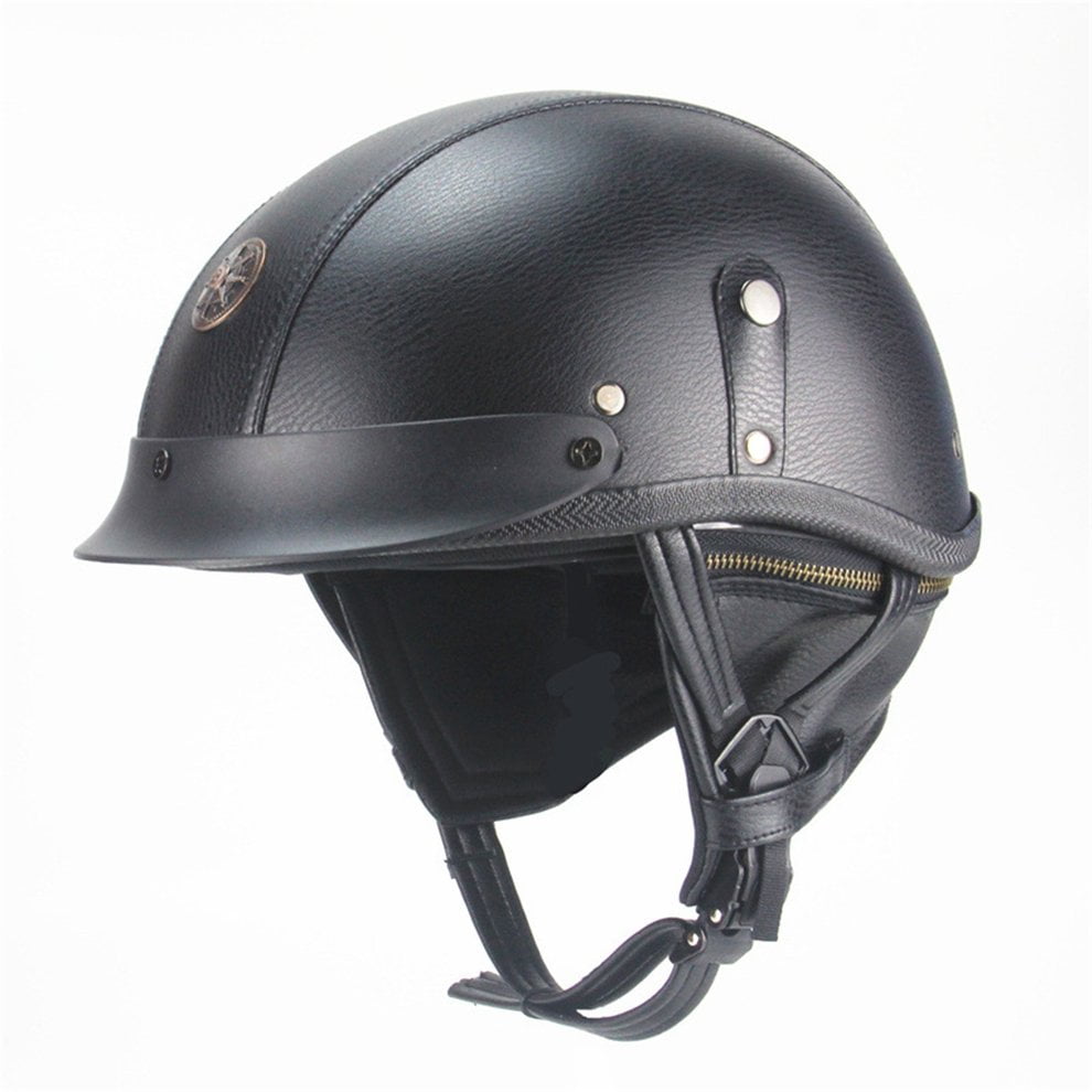2021 New AHP Motorcycle German Half Face Helmet Chopper 3/4 leather ...
