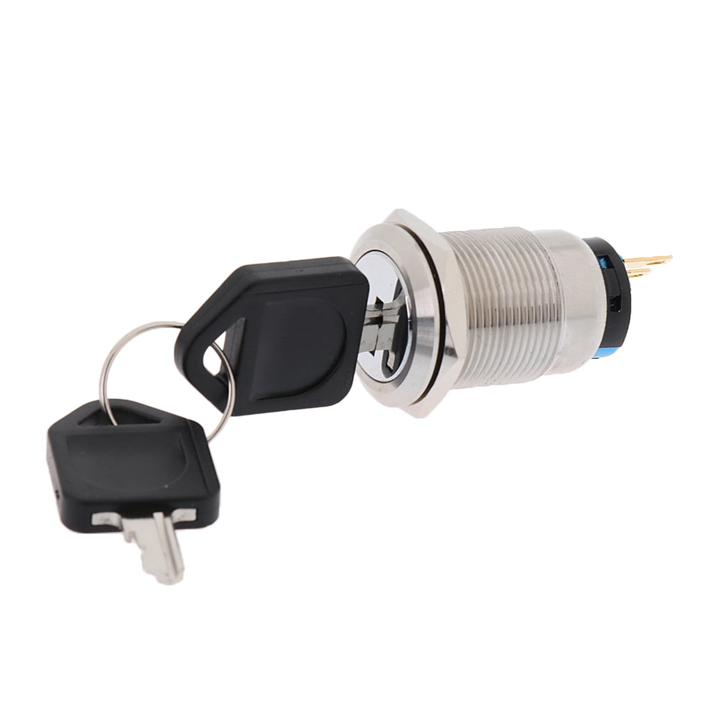Metal Key Switch Lock + Keys 2 Position SPST 250V 5A Metal 19mm ...