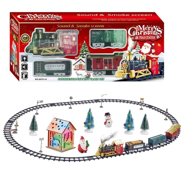 Christmas Train Set Electric Steam Locomotive Train with Lights Music ...