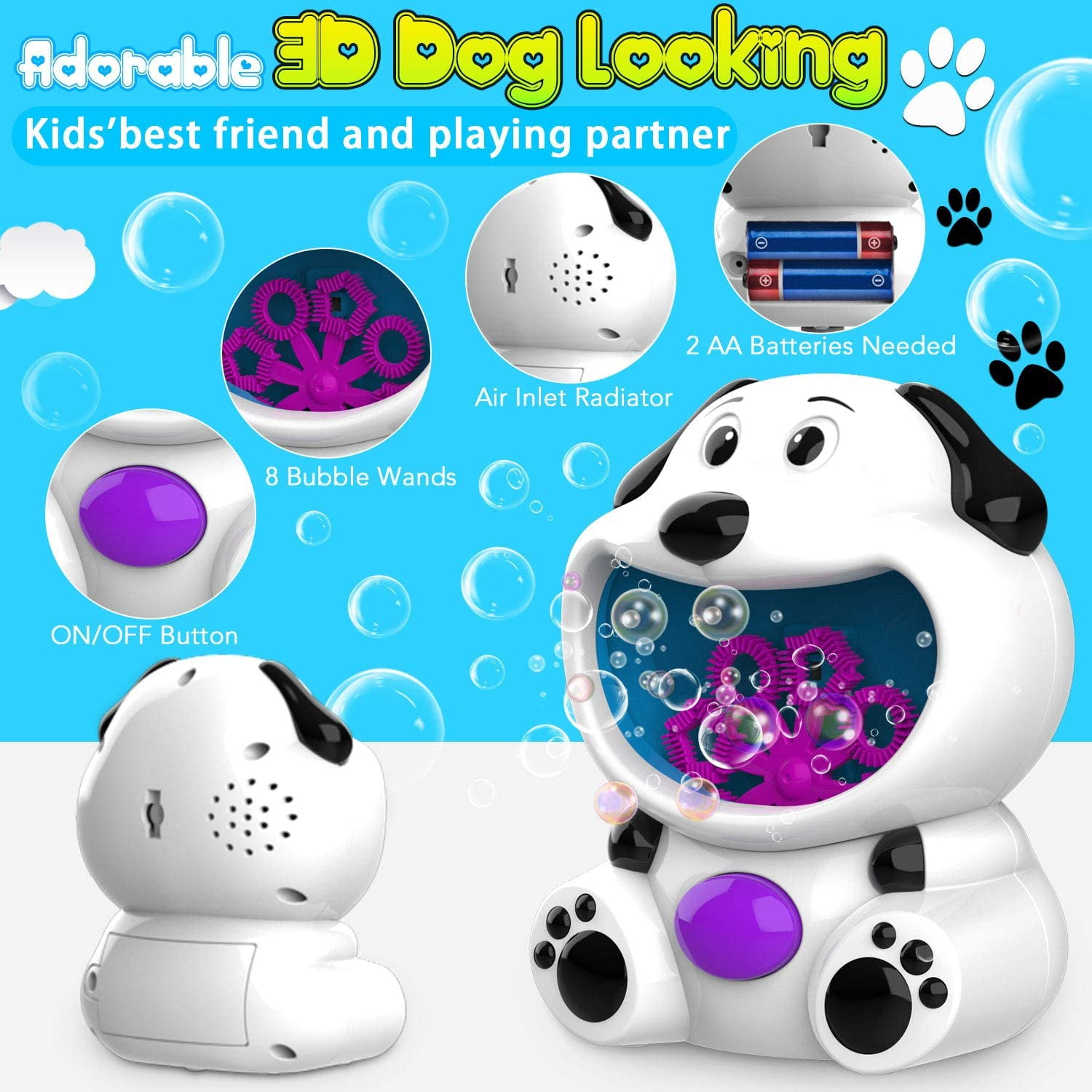 Dog Bubble Blower, Bubble Machine Indoor and Outdoor Toys for Kids Boys ...