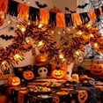 9.84 FT Halloween Tinsel Garland with LED Light White Ghost, Orange ...
