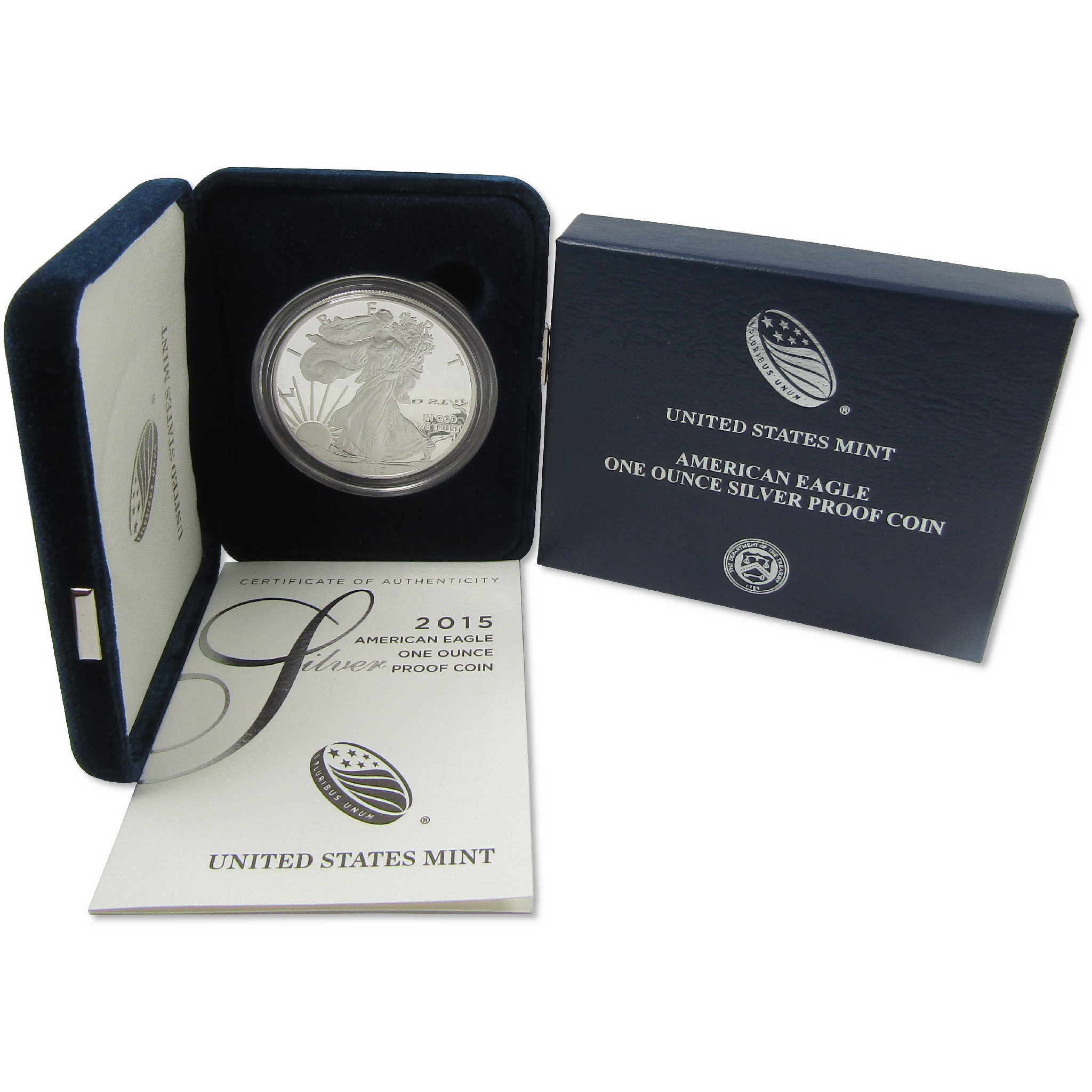 2015 W American Silver Eagle Choice Proof Bullion $1 Coin OGP COA ...