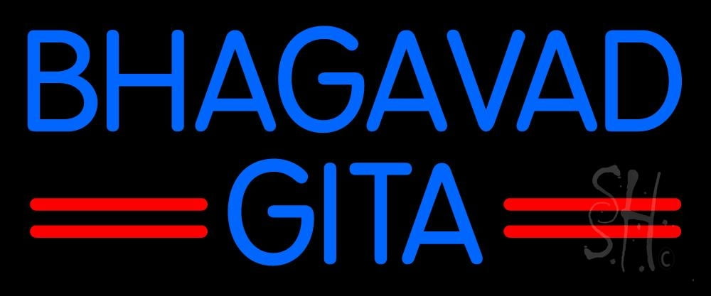 Blue Bhagavad Gita LED Neon Sign 10" Tall x 24" Wide - inches Black ...