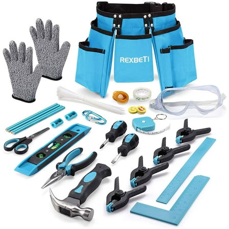 HHHC Lot de 87 outils pour jeune constructeur avec de vrais outils à ...