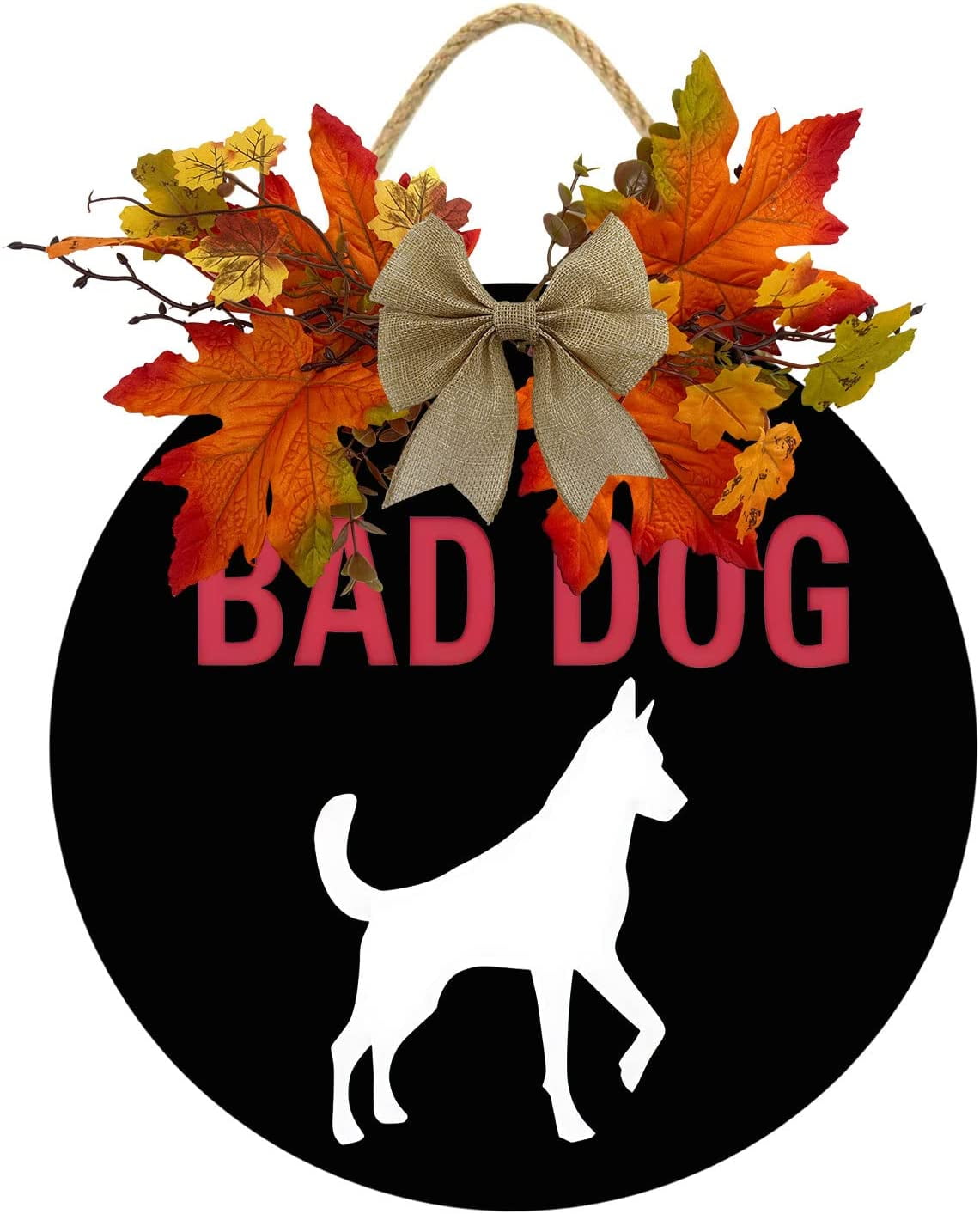 Eveokoki 11" Bad Dog Pet Anima Sign for Front Door Farmhouse Wooden ...