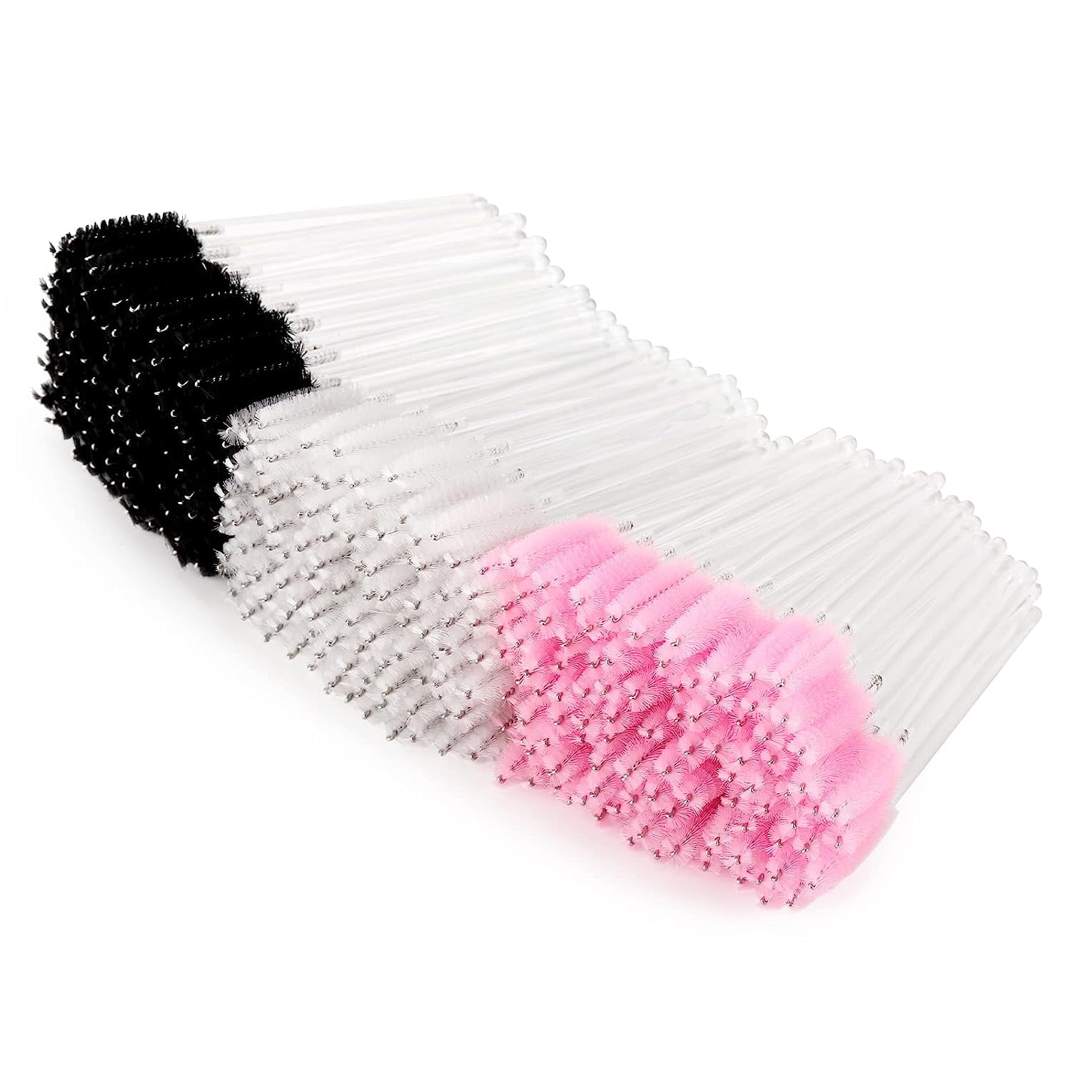 300 Pcs Disposable Black White Pink Spoolies Mascara Wand Eyelashes ...