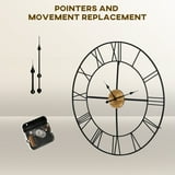 HOMCOM Rustic 36 Inch Wall Clock, Silent Non Ticking, Wood Metal ...