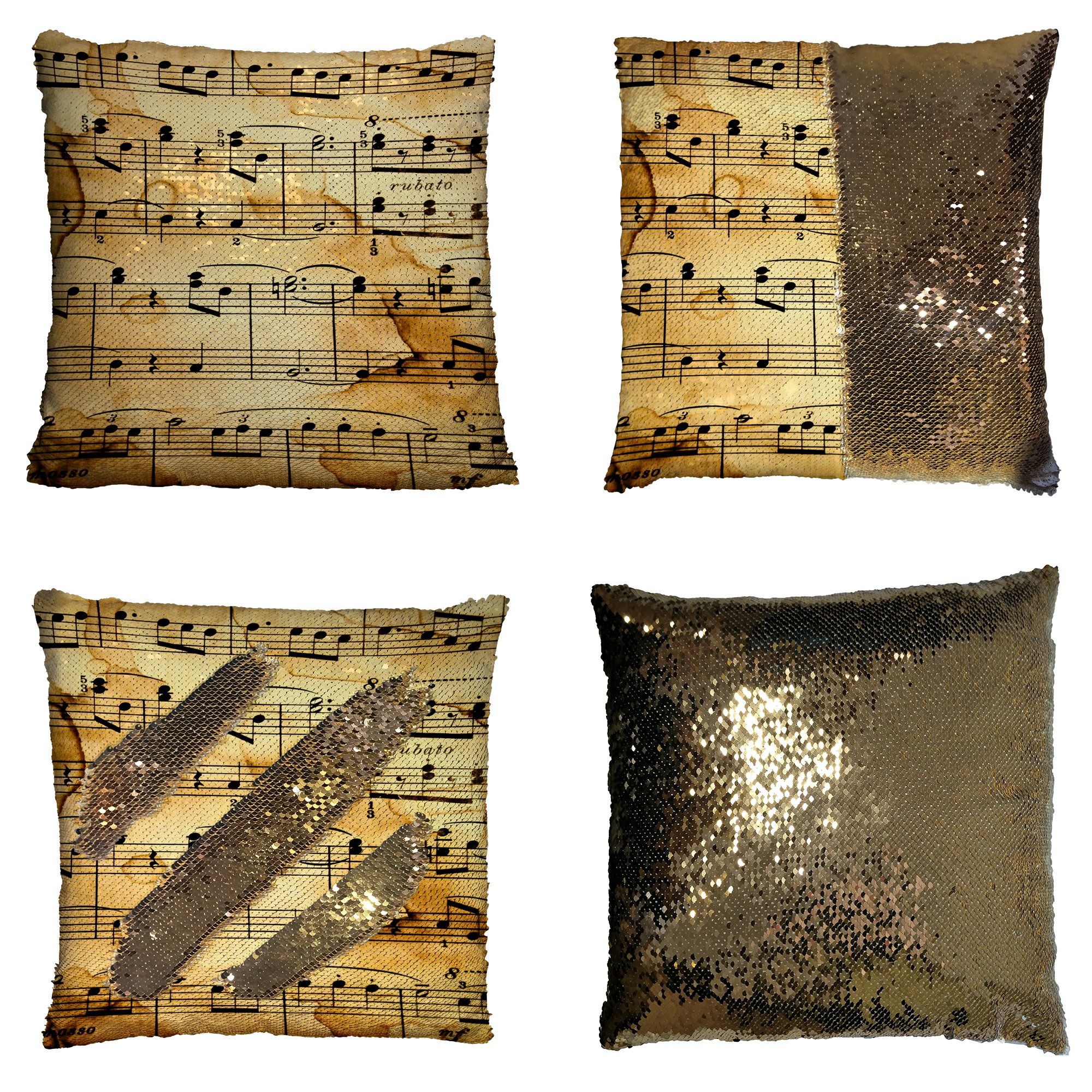 GCKG Music Notes Reversible Mermaid Sequin Pillow Case Home Decor ...