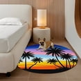 Coastal Sunset 3' Round Rug for Bathroom Accent Bedside Corner, Palm ...