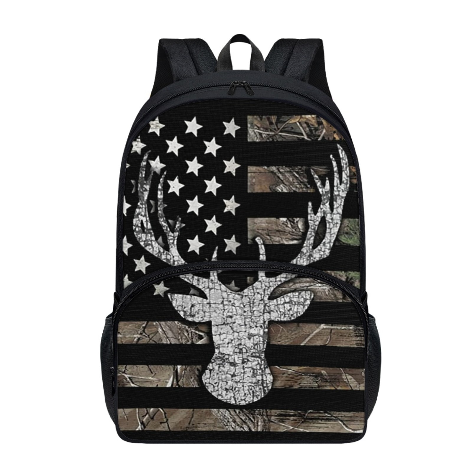 Xoenoiee American Flag Print Backpack for Kids Boys Deer Camo Design ...