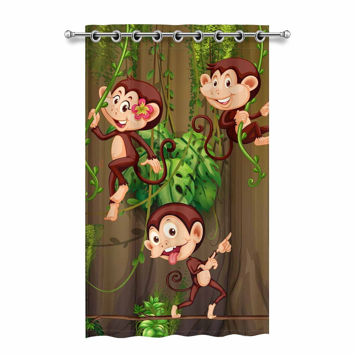 MKHERT Monkeys Climbing on Vine Blackout Window Curtain Drapes Bedroom ...
