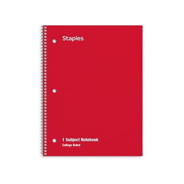 Staples 1-Subject Notebooks 8" x 10.5" Wide Ruled 70 Sheets Assorted ...