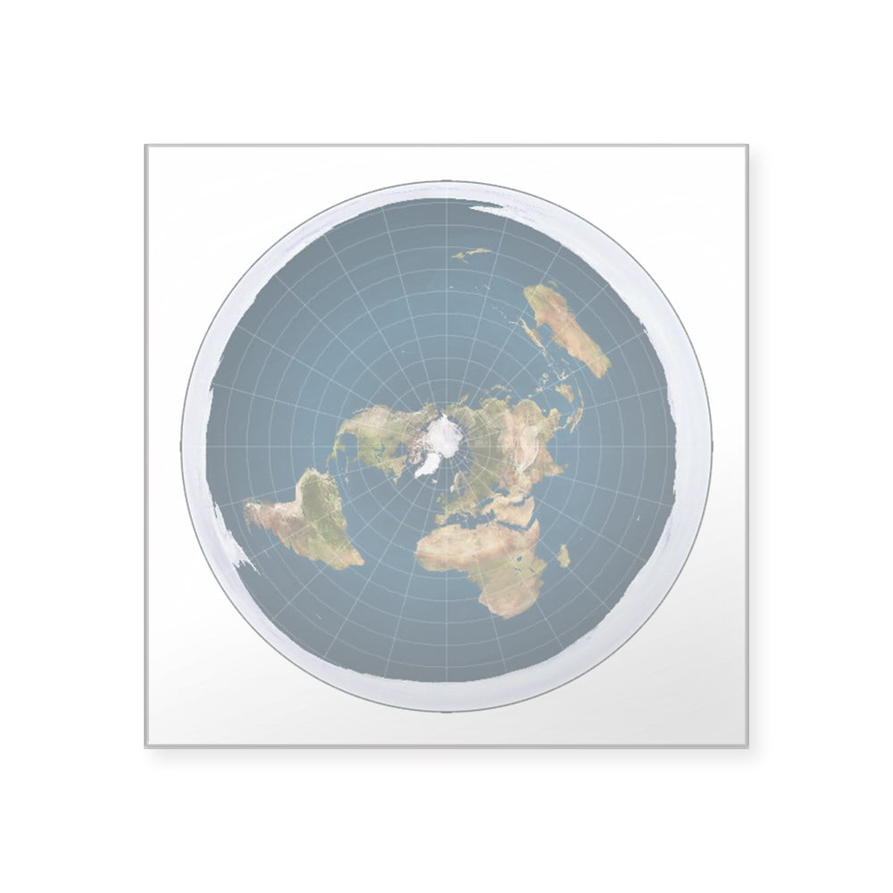 CafePress - Flat Earth Map Sticker - Square Sticker 3" x 3" - Walmart.com