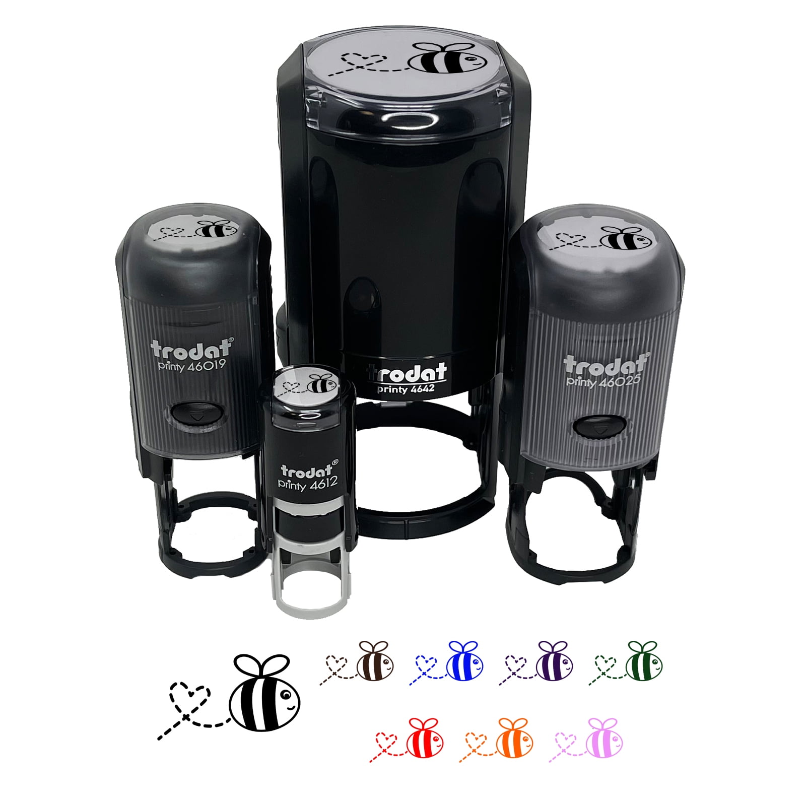 Buzzy Bumble Bee with Heart Self-Inking Rubber Stamp Ink Stamper - Lime ...