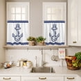 Coastal Nautical Anchor String Curtain Tier and Valance Set 3 Piece ...