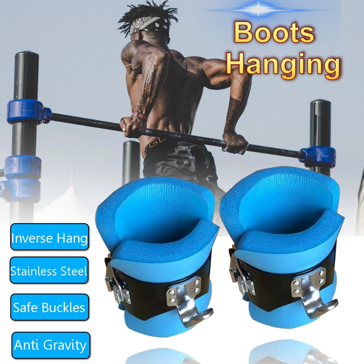 1Pair Gravity Boots Inversion Crunch Abdominal Sit Up Hooks Bar Anti ...