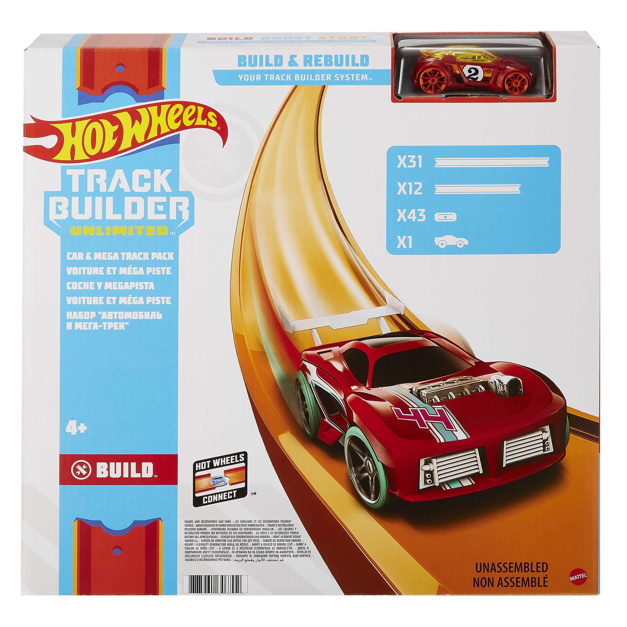Track Builder Car & Mega Track Pack de 40 pies con coche de 1:64 Hot ...