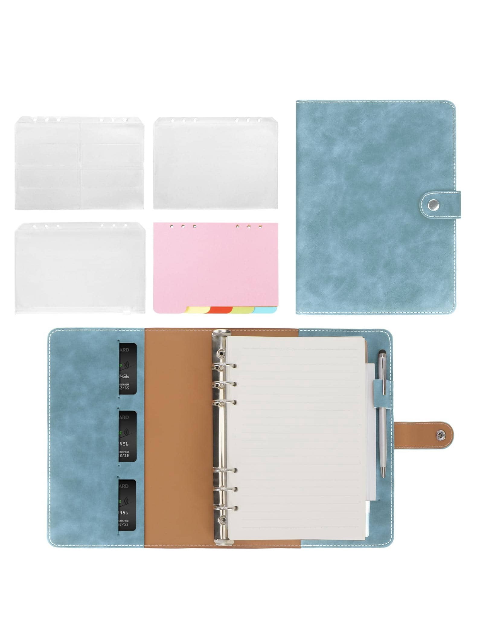 Leather A5 Ring Binder Notebook, 6 Ring A5 Binder with A5 Refill Papers ...