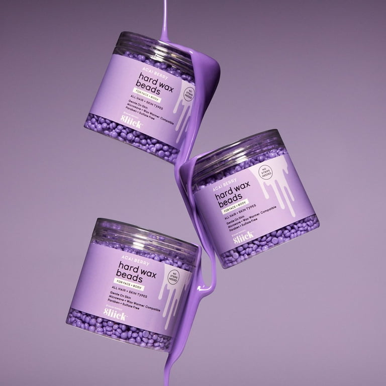 Sliick Acai Berry Hard Wax Beads Kit For At Home Face and Sliick Acai Berry Hard Wax Beads Kit For At Home Face and