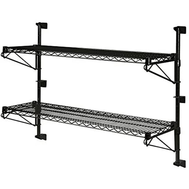 18" Deep x 30" Wide x 14" High Adjustable 2 Tier Black Wall Mount ...