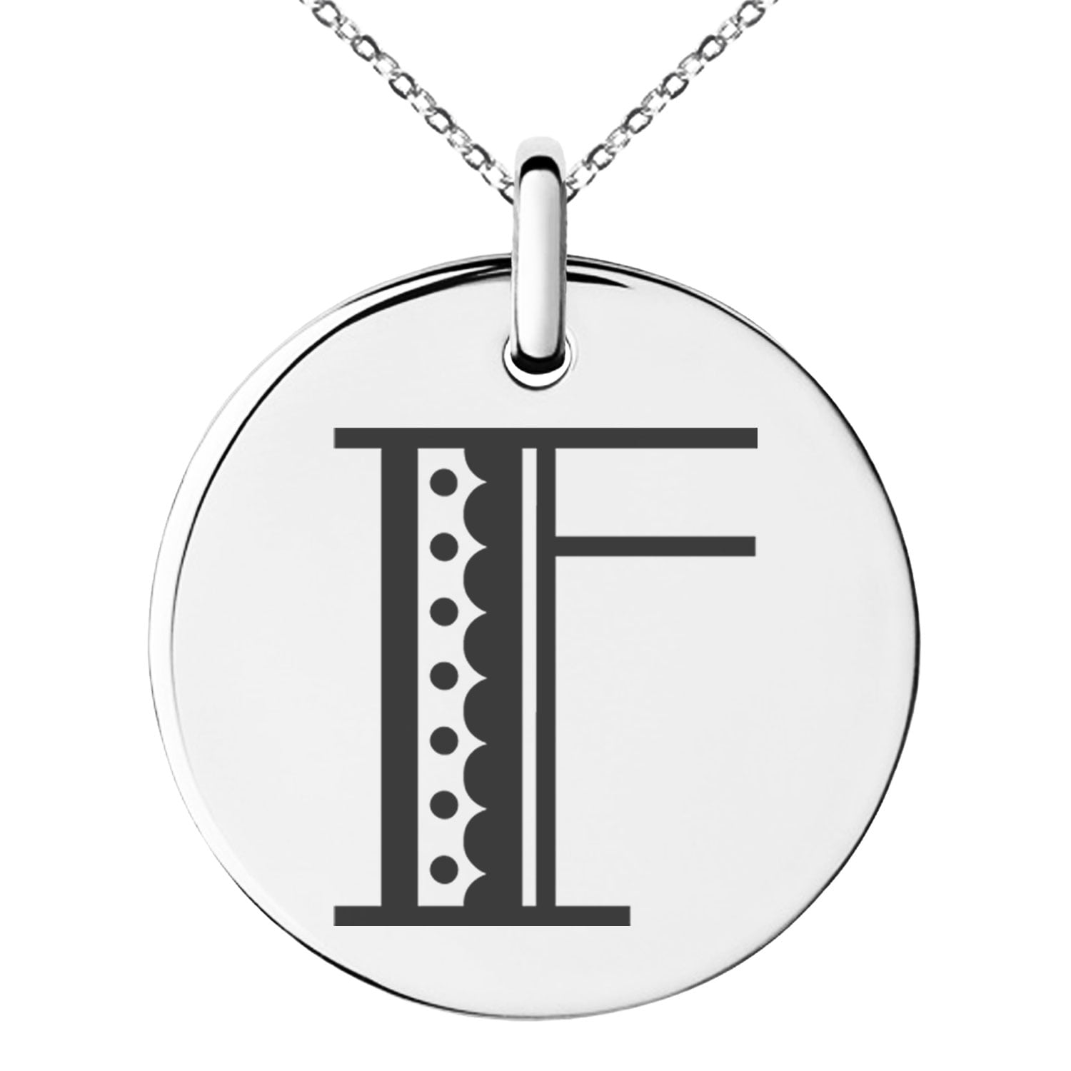 Stainless Steel Letter F Initial Metro Retro Monogram Engraved Small ...