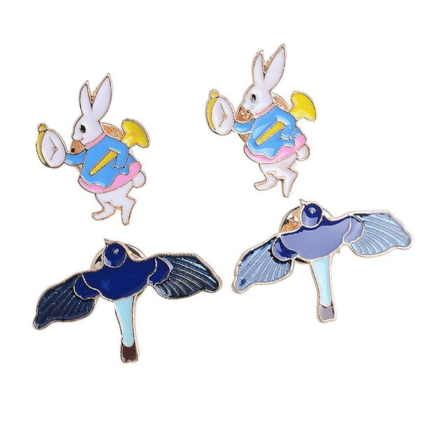 4pieces Butterfly Clutch Style Pin Backs Fashion Lapel Pin Cartoon Bird ...