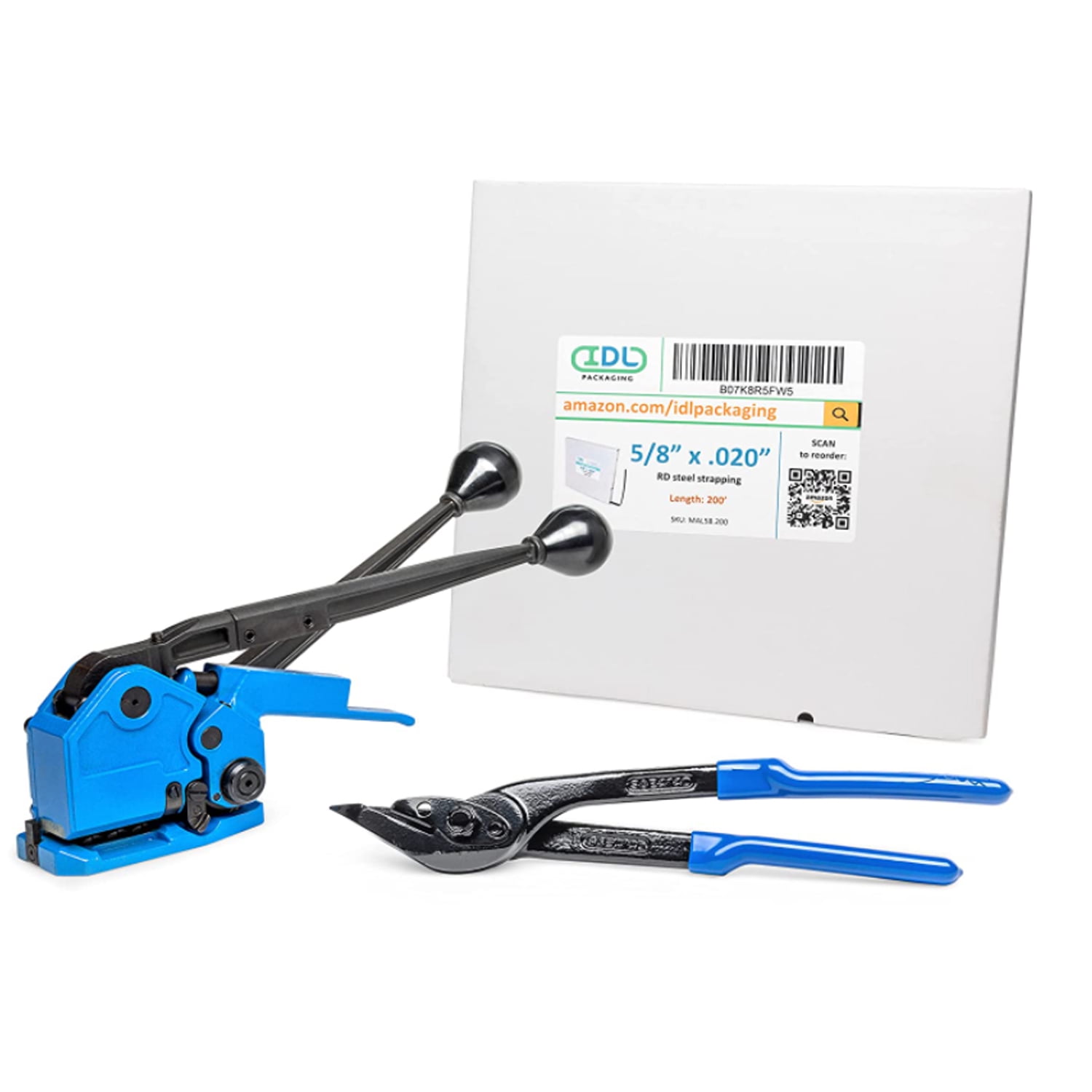 IDL Packaging PRO 5/8" x 200' Steel Strapping Kit, 1400 lbs Break ...