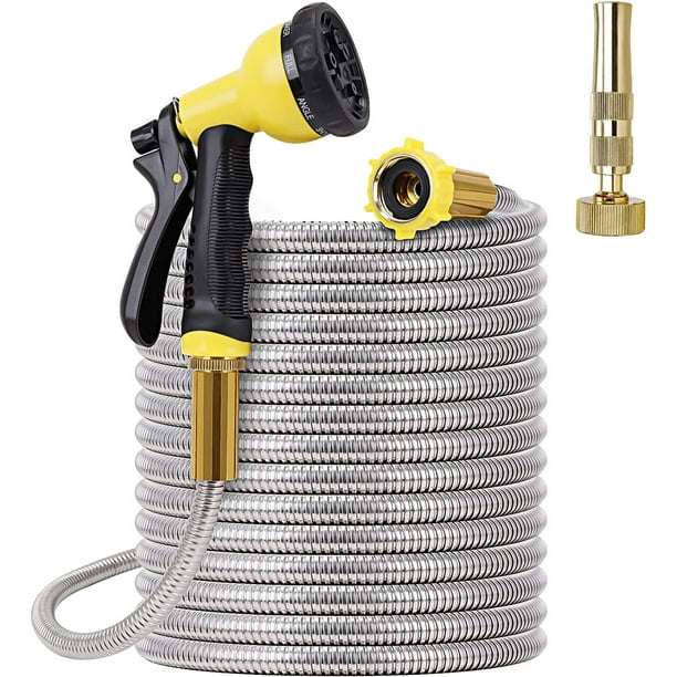 Metal Garden Hose 100ft Stainless Steel Heavy Duty Water Hose With