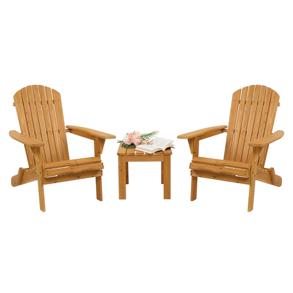 Ktaxon Folding Wooden Adirondack Chair Set of 2 and Table Set, Fire Pit ...