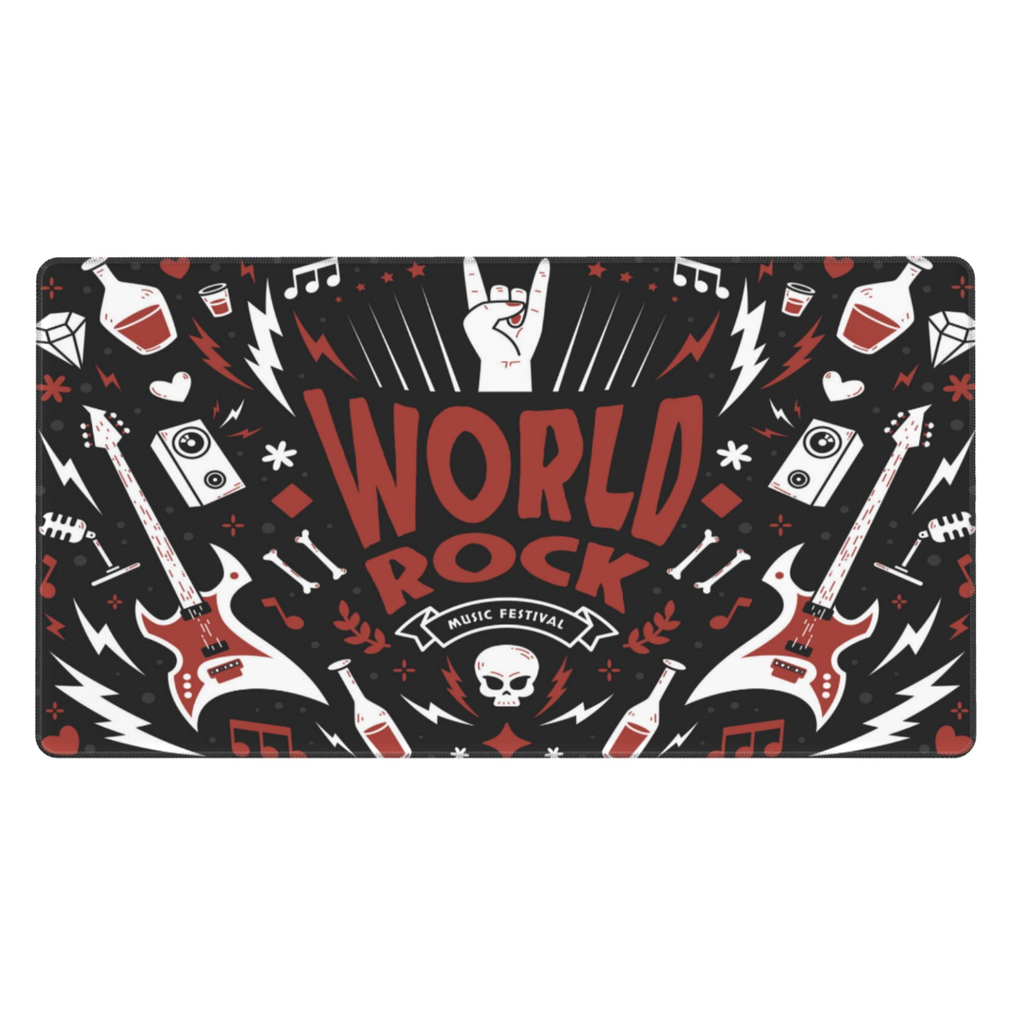 DouZhe Large Mouse Pad, Rock Music Background Non-Slip Waterproof ...