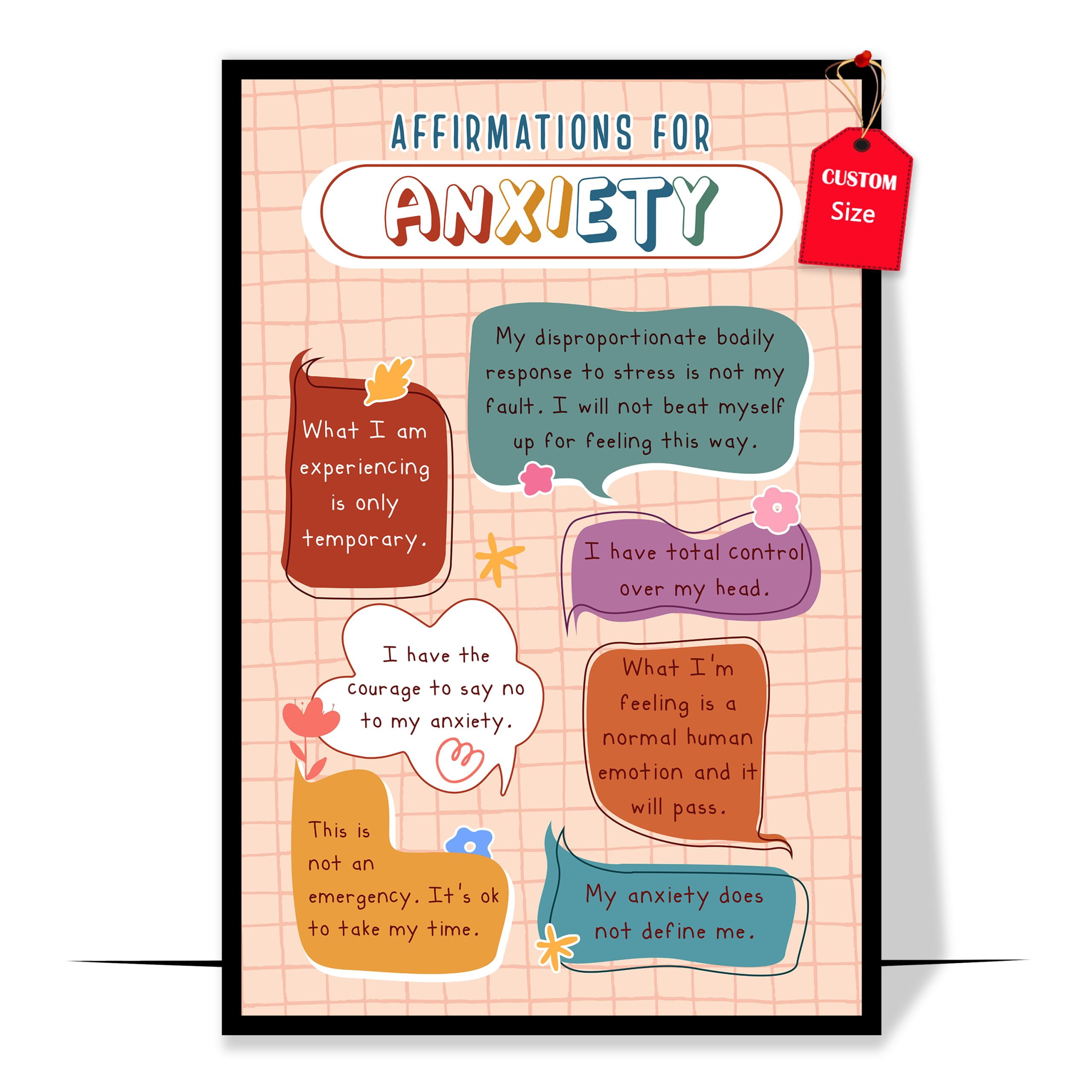 LOLUIS Affirmations for Anxiety Poster, Mental Health Poster for ...