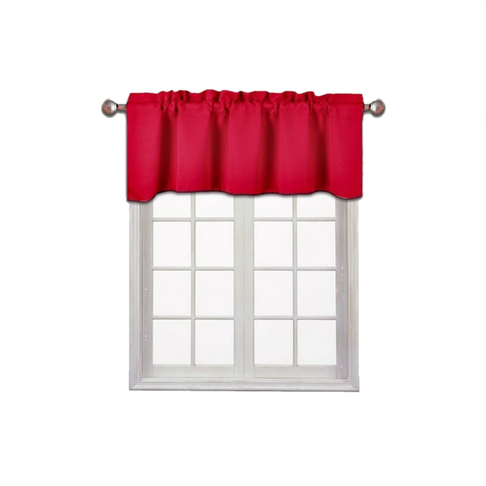 Valance curtain blackout thermal unlined TVLO red valance for kitchen ...