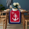 Anchor Cotton Linen Table Runner Compass Nautical Navy Blue Red Dining ...