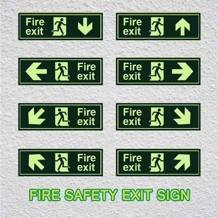 Fire ExitArrowWarning Safety Signs Smoking Push Door Alarm Sticker ...
