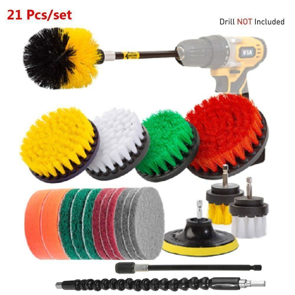 Xhy 21PCS Drill Brush Attachment Set Tile Grout Power Scrubber Cleaner Kit Spin for Bathroom ...